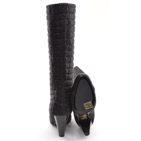 Maloles | Shoes | Maloles Quilted Sparkly Tall Captoe Boots 375 | Poshmark